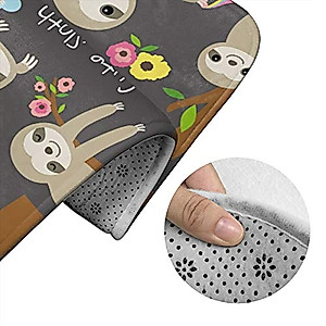 ZOEO Cute Sloth Rainbow Bathroom Rugs Bath Mat Sets 3 Piece for Toilet Large Non Slip Contour Mats U Shaped for Women