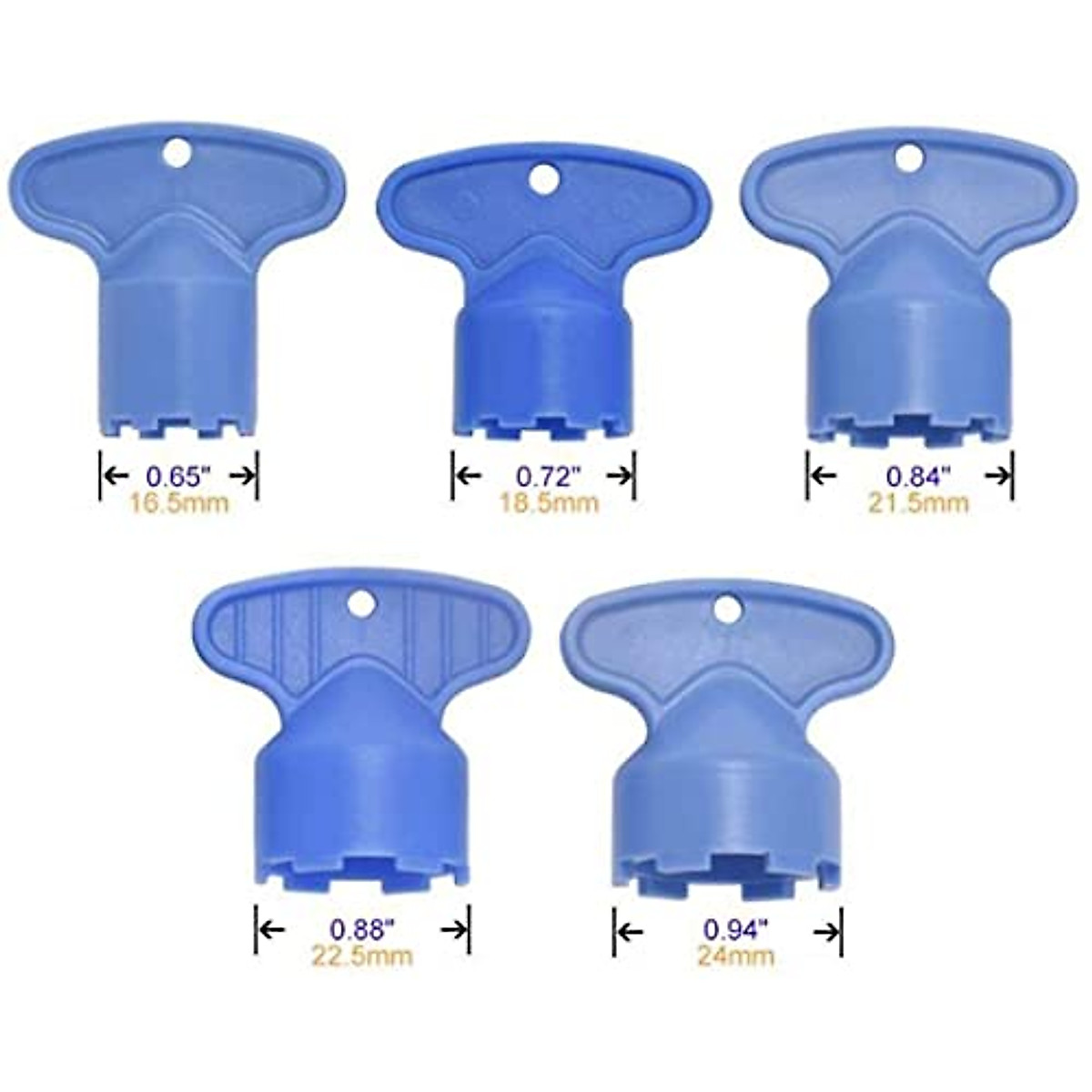 5 pcs/Set 2.2GPM Cache Faucet Aerator Key with 5 Pieces Faucet Aerator Removal Wrench Tool Practical Design, as shown