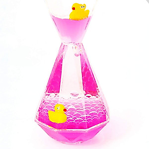 YUE Motion Liquid Motion Bubbler Floating Sea Creatures, Diamond Shaped Liquid Timer for Fidget Toy,Autism Toys, Children Activity, Calming Relaxing and Home Ornament (Purple Liquid with Duck Toys)