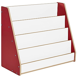 Factory Direct Partners 11941-WHRD Colorful Essentials Big Book Display, Laminate Storage Shelf for Kid"s Books for Bedroom, Playroom, Daycare or Classroom - White/Red