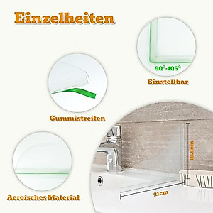 Honitra 2Pcs Shower Splash Guard, Self- Adhesive Transparent Shower Water Guard, Bath Corner Water Splash Guard to Keep Water in Shower, Tub Splash Guard