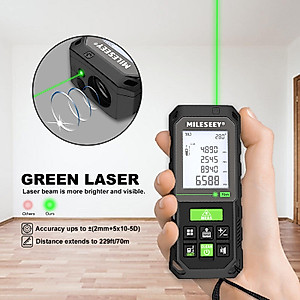 Mileseey S8GA Laser Measure Green Beam 230 ft, Laser Tape Measure with Angle Sensor IP65, Pythagorean, Distance, Area, Volume Measuring, ±1/16in Accuracy, Laser Measurement Tool