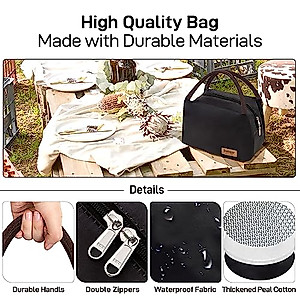 Buringer Reusable Insulated Lunch Bag Cooler Tote Box Meal Prep for Men & Women Work Picnic or Travel(Black)