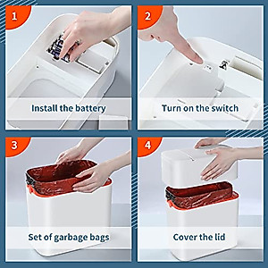 JOYBOS Touchless Bathroom Trash Cans with Lids | Automatic Privacy Garbage Can with Lid | 3.5 Gallon Motion Sensor Dogproof Plastic Slim Trash Bin for Bathroom,Office,Bedroom,RV, White