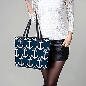 Womens Handbag Boat Anchors Patttern Leather Tote Bag Top Handle Satchel Bags For Lady