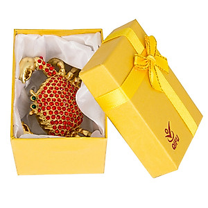 QIFU Hand Painted Crab Shape Decorative Enameled Trinket Box Hinged Unique Gift for Home Decor