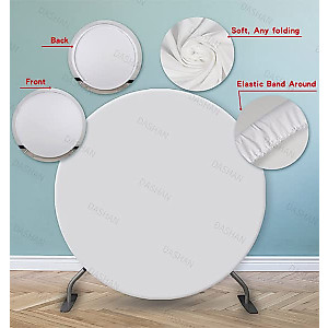 DASHAN Girl Baby Shower Decorations Oh Baby Sign for Birthday Party Backdrop 7.2x7.2ft Polyester Newborn Round Backdrop