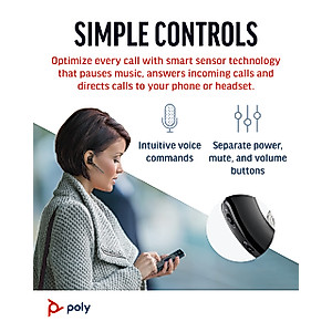 Poly Voyager Legend Wireless Headset (Plantronics) - Single-Ear Bluetooth w/Noise-Canceling Mic - Voice Controls - Mute & Volume Buttons - Ergonomic Design -Connect to Mobile/Tablet via Bluetooth -FFP