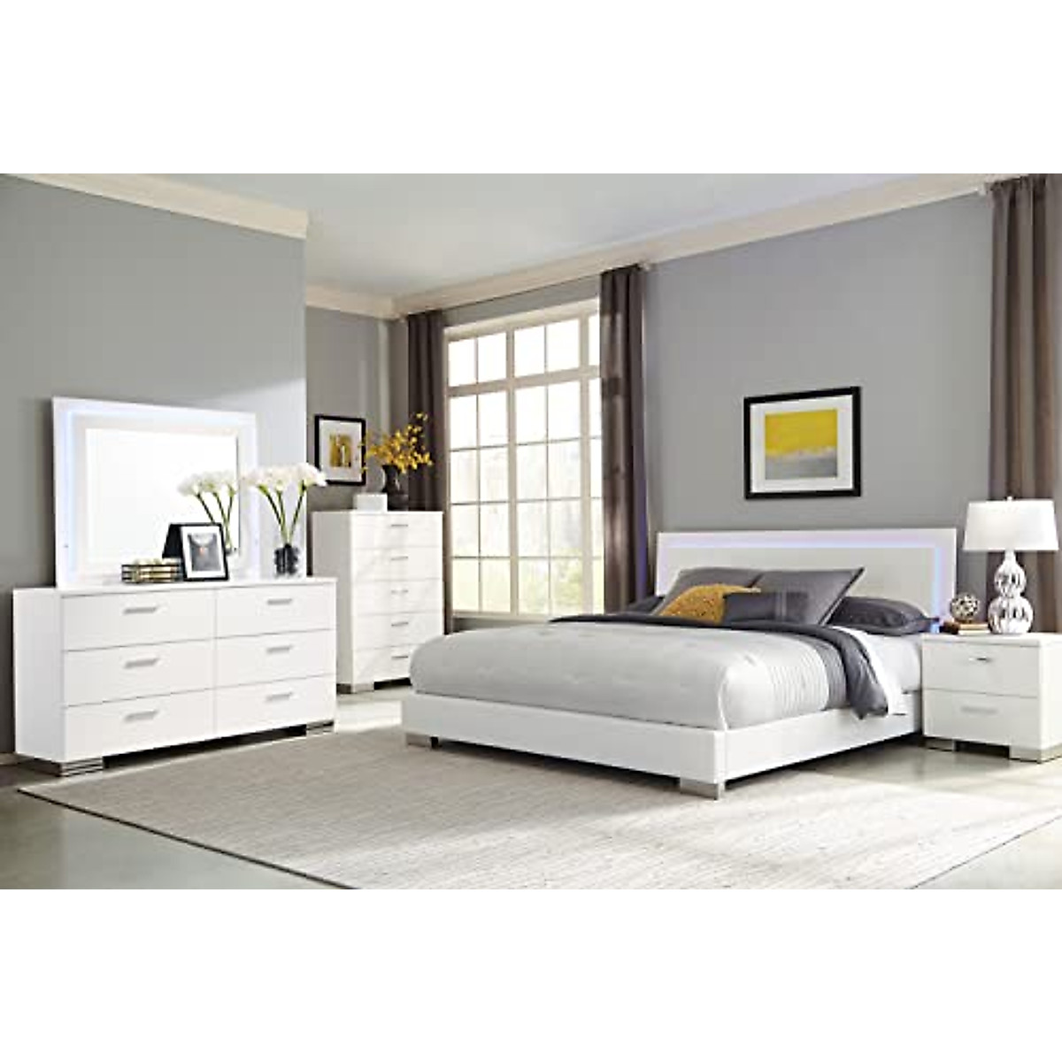 Coaster Home Furnishings Felicity 2-Drawer Nightstand Glossy White