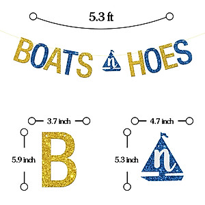 Maicaiffe Boats N Hoes Banner - Nautical Cruise Themed Birthday Party Decorations - Wedding - Baby Shower - Bachelorette/Bridal Shower Party Decorations Glitter