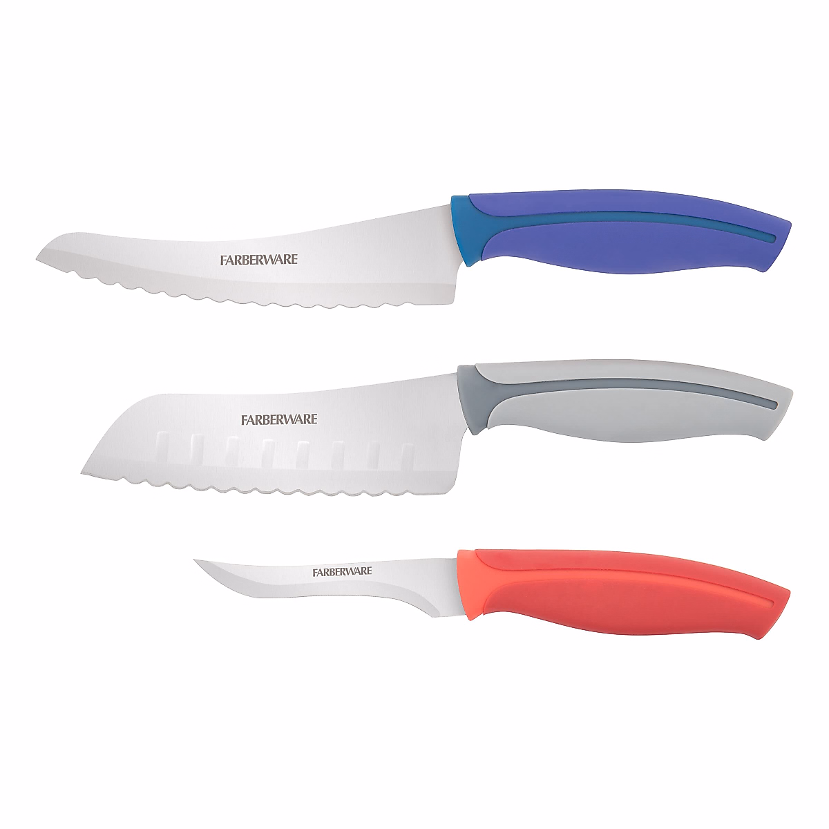 Farberware Precise Slice Utility Knife Set, 3 Piece, Multicolor