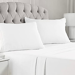 Mellanni California King Sheet Set - 4 Piece Iconic Collection Bedding Sheets & Pillowcases - Extra Soft, Cooling Bed Sheets - Deep Pocket up to 16" - Wrinkle, Fade, Stain Resistant (Cal King, White)