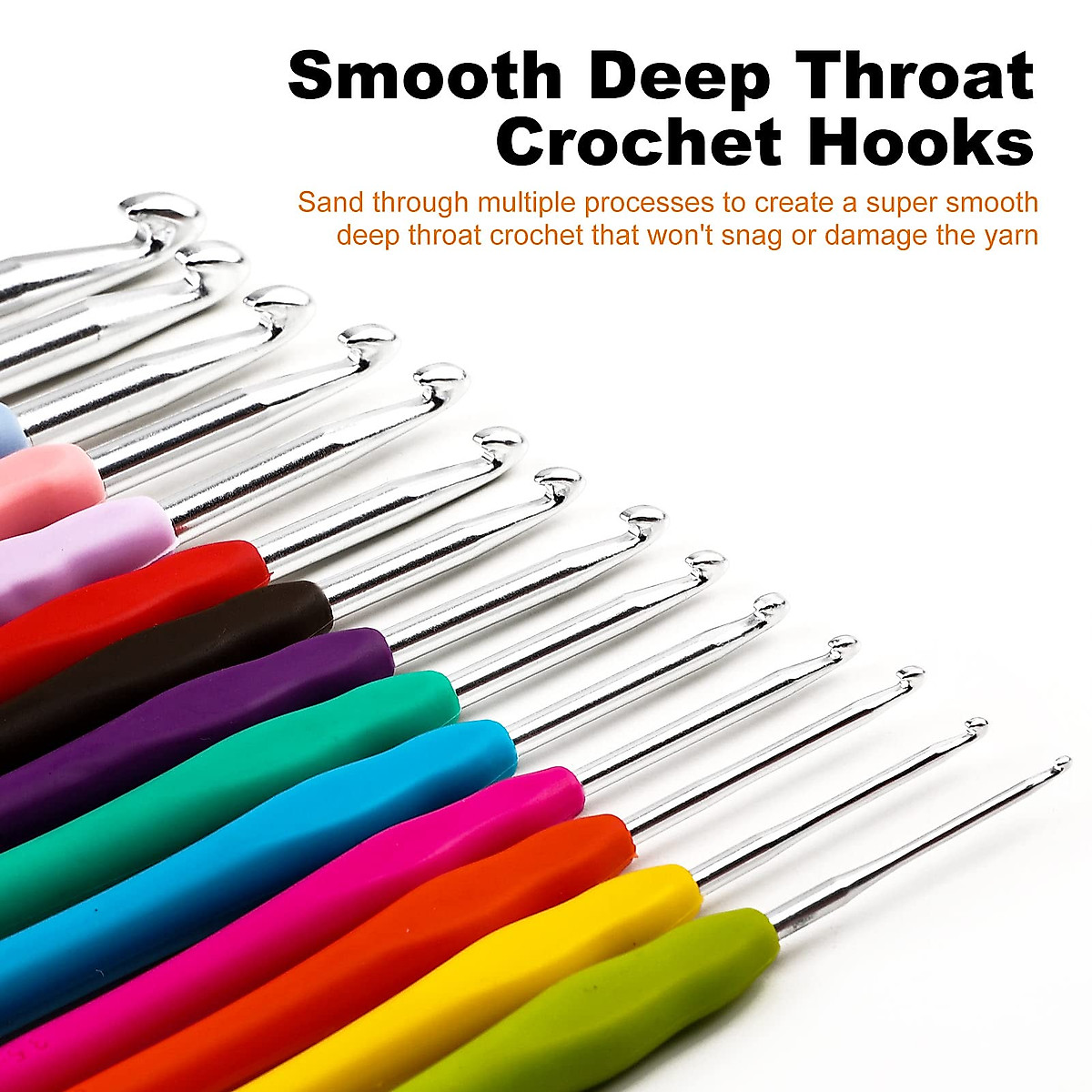 KOKNIT Crochet Hooks Set with Case,9 Ergonomic Crochet Hooks with Soft Grip,12 Aluminum,Full Crochet Kit for Beginners Adults with Crochet Tools and Accessories