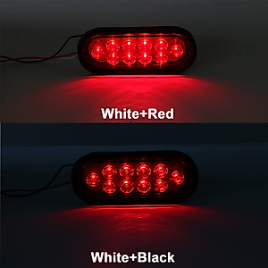 4Pcs 6 Inch Oval LED Trailer Tail Lights 10 LED, Red Trailer Truck LED Sealed RED 6" Oval LED Stop Turn Tail Light Brake Lights Flush Mount w/Rubber Grommets 3-Prong Wire Pigtails Waterproof