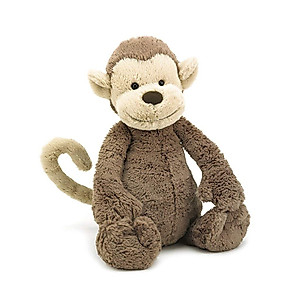 Jellycat If I were a Monkey Board Book and Bashful Monkey Stuffed Animal, Medium 12 inches