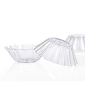 Healthcom 50 Pcs 3 inch Mini Clear Plastic Appetizer Plates Dessert Plates Flower Ice Cream Dessert Bowls Tasting Bowls Dishes Serving Plates Dip Sauce Snacks Plates Small Serving Cup Party Supplies