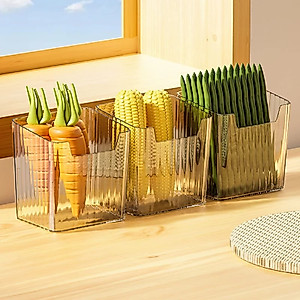 Typutomi 3 PCS Fridge Side Door Storage Containers, Refrigerator Organizer Bins Plastic Food Fresh Storage Box for Fridge, Counter, Cabinet, Pantry(Green)