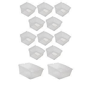 CrownWall Storage Bins Designed for Slatwall, Plastic Bin kit - 12 Pack
