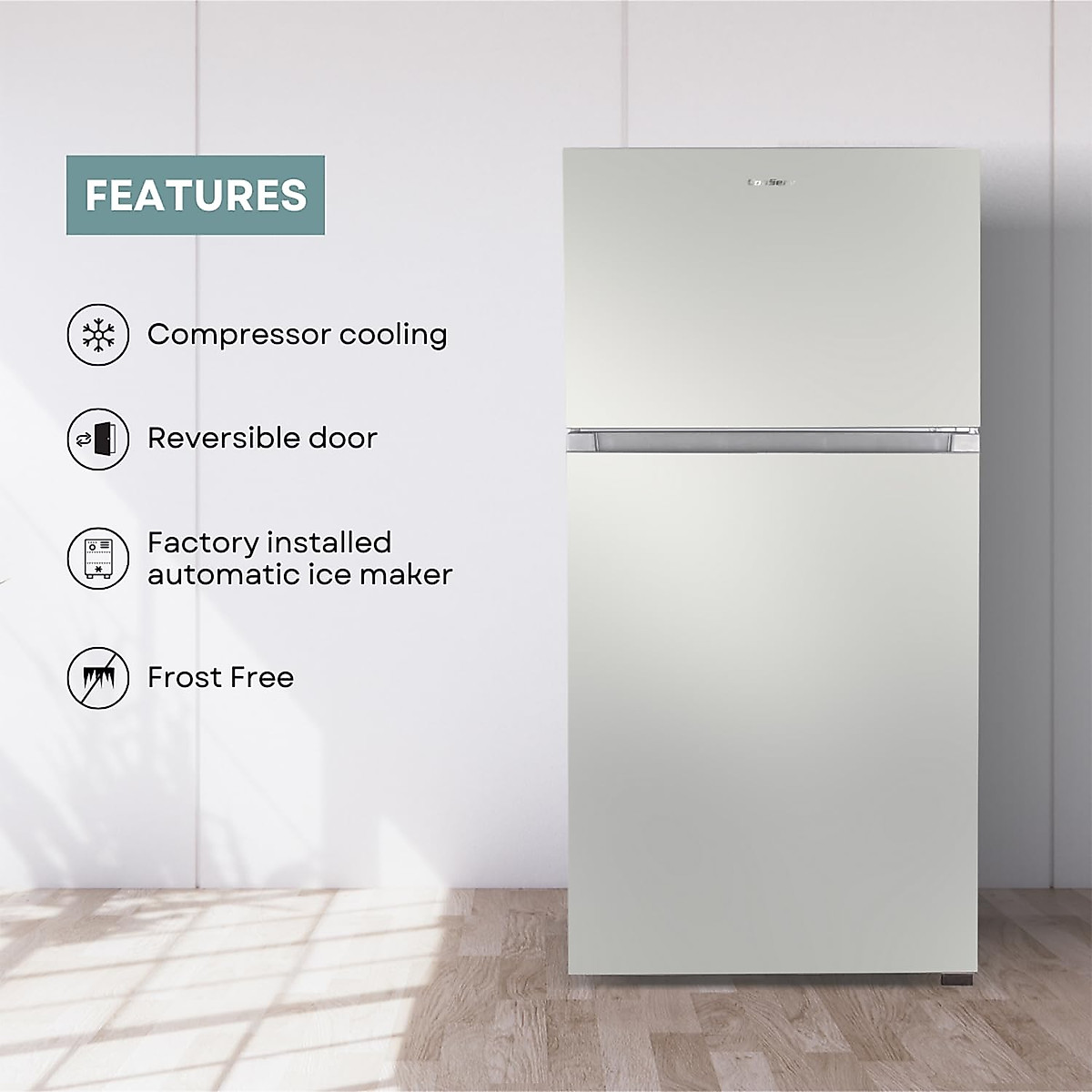 Conserv 30in Apartment Refrigerator 18cf Top Mount w/AUTO ICE Maker E-Star 110V