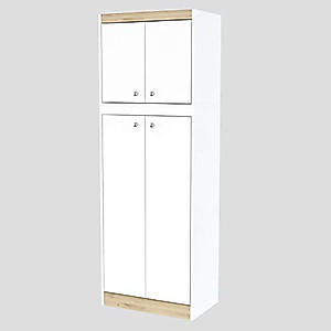 Inval Galley 3-Piece Kitchen Storage System, White and Vienes Oak