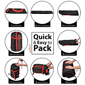 Sleeping Bag | 3 Season Warm & Cool Weather - Summer Spring Fall Lightweight Waterproof for Adults Kids - Camping Gear Equipment, Traveling, Hiking, and Outdoors