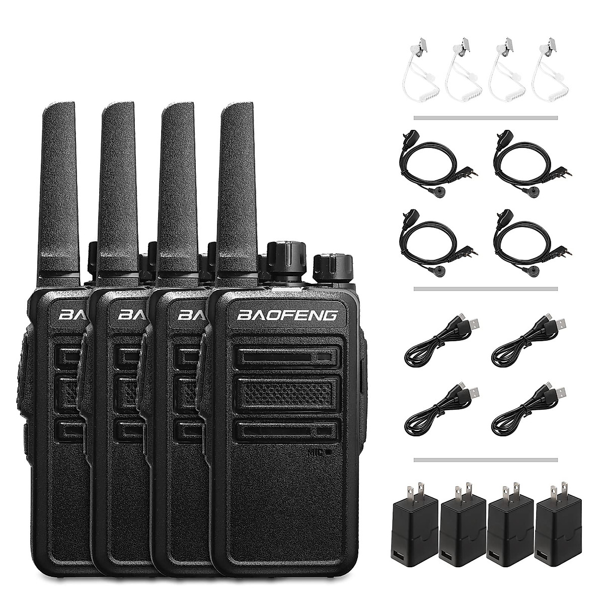 BAOFENG GT-68 Walkie Talkies for Adults, Long Range Two Way Radios, 1500mAh Battery with USB Charging, Portable Rechargeable Walky Talky, for Road Trip Hiking Family (4 Pack)