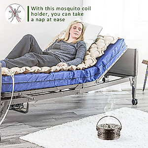 Whiidoom Metal Mosquito Coil Holder with Handle Portable Coil Incense Burner for Home Garden Decorate (Bronze)