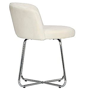 Hillsdale, Marisol Round Metal and Upholstered Vanity Stool with Scoop Back for Makeup Room or Bathroom, Off-White