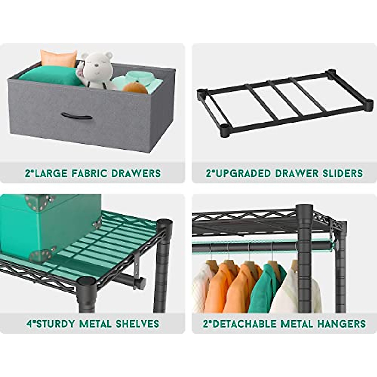 REIBII Clothes Rack,Clothes Racks for Hanging Clothes Rack Heavy Duty Clothing Rack Load 620LBS Clothing Racks for Hanging Clothes Adjustable Portable Garment Rack Free Standing Wardrobe Closet