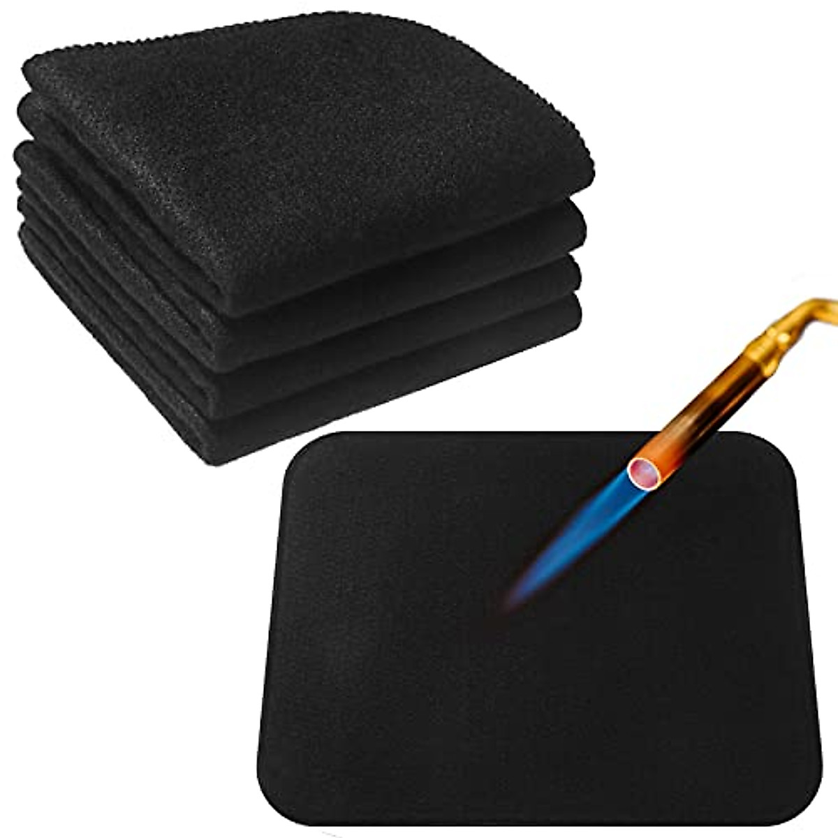 4 Pcs Carbon Felt Welding Blanket Fabric Fireproof Mat Fireproof Insulation 12 x 12 in Thickness Fire Retardant Protective Mat Heat Resistant up to 1800 Fahrenheit Degree for Glass Blowing Camp, Black