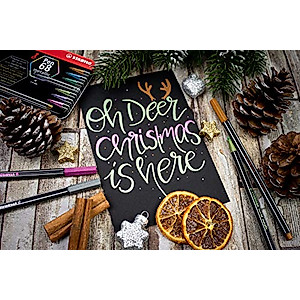 STABILO Premium Metallic Fiber-Tip Pen Pen 68 metallic - Tin of 8 - Assorted Colors with Hanging Loop