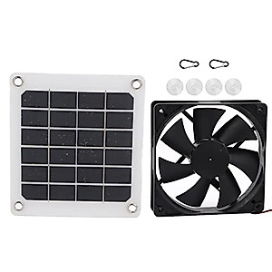 Solar Powered Fan, 6V 10W Solar Panel Exhaust Fan Waterproof Solar Power Extractor Fan USB Solar Panel Greenhouse Fan, for RV Greenhouse Pet House Chicken House