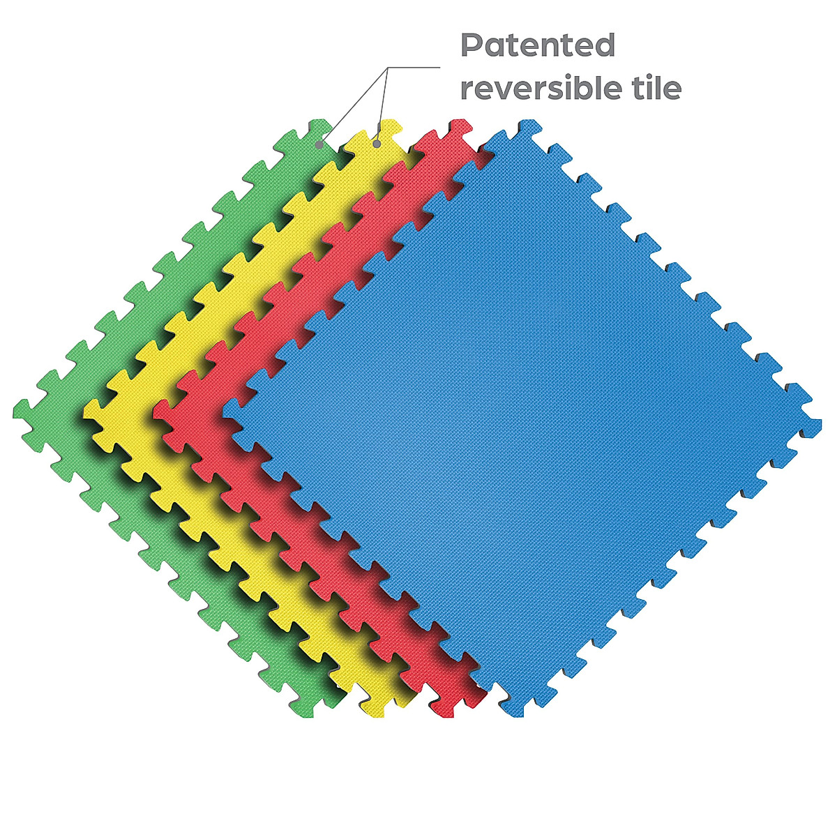 NÖRSK Kid's Floor Play Mat, Reversible Interlocking Foam Puzzle Tiles and Borders, 4-Pack, 16 Square Feet, Multi-Color