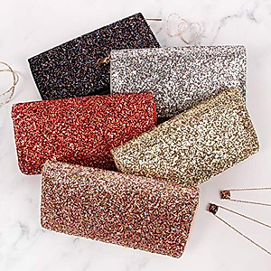 MYS Collection RIAH FASHION Rainbow Glitter Zip Around Wallet - Sparkly Confetti Single Zipper Clutch Purse with Card Slots (Rainbow - Silver)