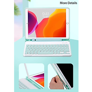 Keyboard Case with Mouse for iPad 10.2inch, Case for iPad 9th/8th/7th Gen/Air3/Pro10.5 with Keyboard and Mouse, Slim Candy Detachable Magnetic Keyboard with Pencil Holder (Sky Blue)