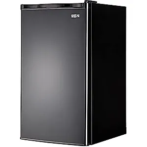 HBN 3.2Cu.Ft Mini Fridge with Freezer - Small Refrigerator for Bedroom, Office, Dorm, Apartment with Reversible Single Door & Temperature Control Knob & Removable Stainless Shelves - UL Listed