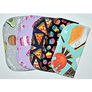 2 Ply Printed Flannel 8x8 Inches Set of 5 Little Wipes Snack Attack