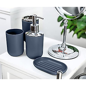 Moss & Stone 6 pcs Bathroom Accessories Set, Bathroom Decor Sets Includes Soap Dispenser, Toothbrush Holder, Toothbrush Cup, Soap Dish, A Complete Bathroom Accessories Blue Set
