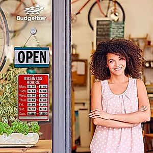 Open Signs for Business, Bundle of Office Hours Sign Will Return Clock with Suction Cups for Businesses Stores Restaurants Bars - Business Hour Closed Open Sign