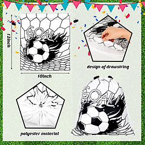 Xuhal 24 Pcs Soccer Party Favors Bags Soccer Drawstring Bags Soccer Team Gift Goodie Treat Bags Sports Theme Backpack Bags for Soccer Birthday Party Decoration Baby Shower Supplies(Black, White)