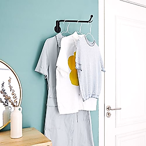 Mkono Wall Mounted Clothes Hanger with Swing Arm Holder Valet Hook Metal Hanging Drying Rack Space Saver for Closet Organizer, Bathroom, Bedroom, Laundry Room 2 Pack, Black