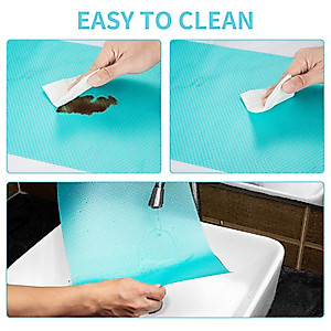 8 Pack Refrigerator Mats,T-melove Washable Fridge Mats,Non-Slip Refrigerator Pads for Drawers Shelves Cabinets and Placemats,17.71x11.41 Inch Can Be Cut,2 Clear/2 Blue/2 Pink/2 Green