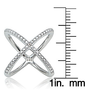 B. BRILLIANT Sterling Silver Diamond Accented Criss-Cross X Crossover Ring for Women