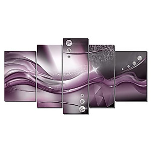 YAYNICE Modern Abstract Purple Wall Art 5 Piece Large Picture Canvas Print Wall Painting Artwork Wall Décor for Bedroom Living Room Bathroom Office