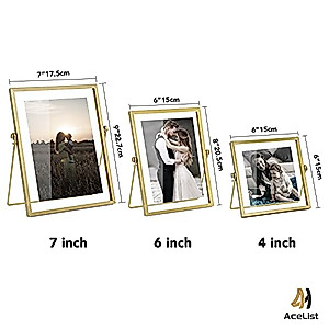 AceList Set of 3 Glass Photo Frame Collection Simple Metal Geometric Picture Frame with Glass Cover Includes 4 x 4, 4 x 6, 5 x 7