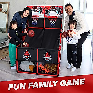 BESTKID BALL Kids Basketball Hoop Double Shot System Arcade Game Set: Indoor & Outdoor Sports Toys for Boys & Girls, Includes Ball & Shot Counter, Ideal Party Gifts for Little Athletes Ages 3-9.