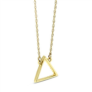 0.10 Ct. Natural Diamond Triangle Pendant Necklace Solid 14k Yellow Gold