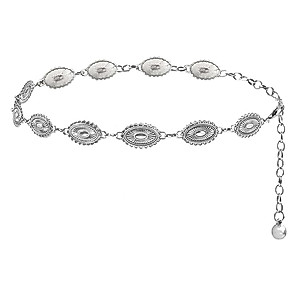 Urieo Boho Turquoise Waist Chain Belt Adjustable Silver Belly Chains Metal Party Dress Chain Belts Body Jewelry for Women