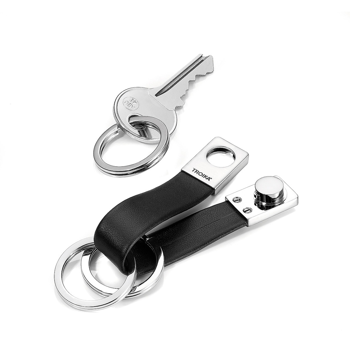 Troika Twister Black Leather Keyring (KRG649LE)