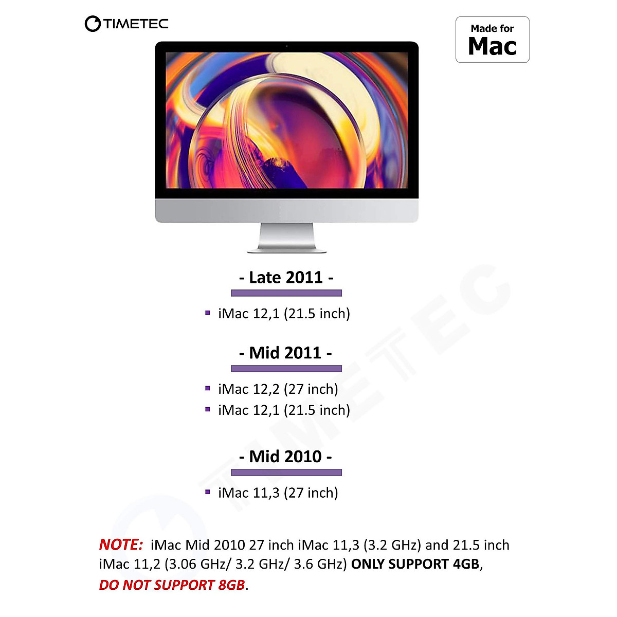 Timetec 16GB KIT(2x8GB) Compatible for Apple DDR3 1333MHz PC3-10600 CL9 for Mac Book Pro (Early/Late 2011 13/15/17 inch), iMac(Mid 2010, Mid/Late 2011 21.5/27 inch), Mac Mini(Mid 2011) MAC RAM Upgrade